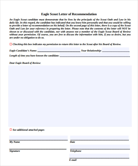FREE 7 Sample Eagle Scout Letter Of Recommendation In PDF MS Word