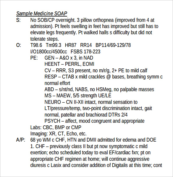 Example Of Soap Note Nurse Practitioner Audreybraun
