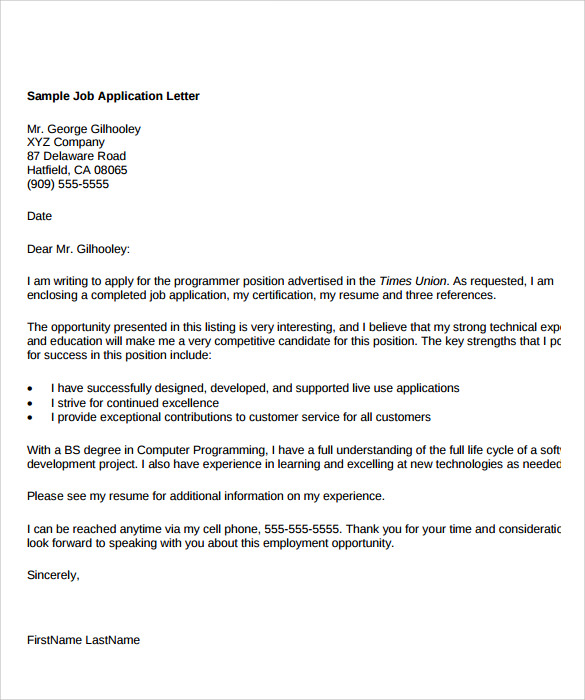 Application Letter Sample Cafemasop