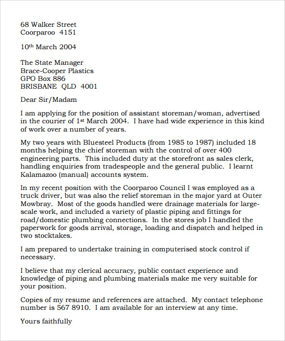 FREE 7 Sample Application Letter Formats In PDF MS Word