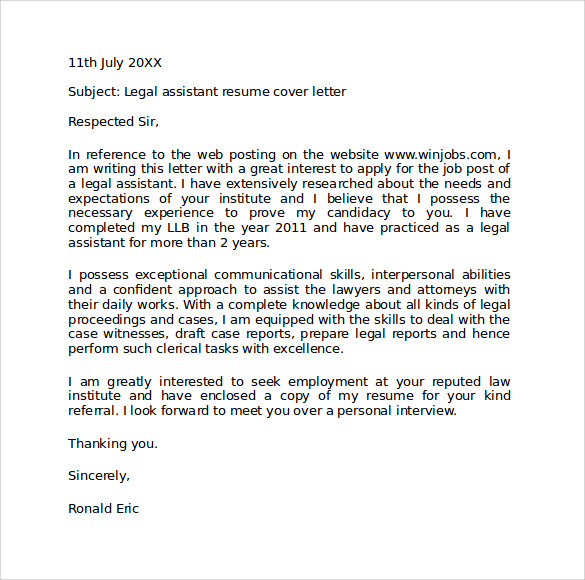 Cover Letter For Legal Secretary Position 300 Cover Letter Example