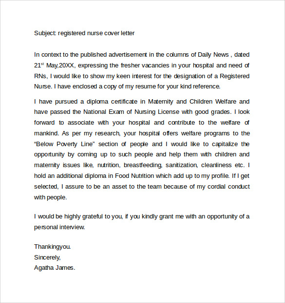 FREE 10 Sample Nursing Cover Letter Templates In PDF MS Word