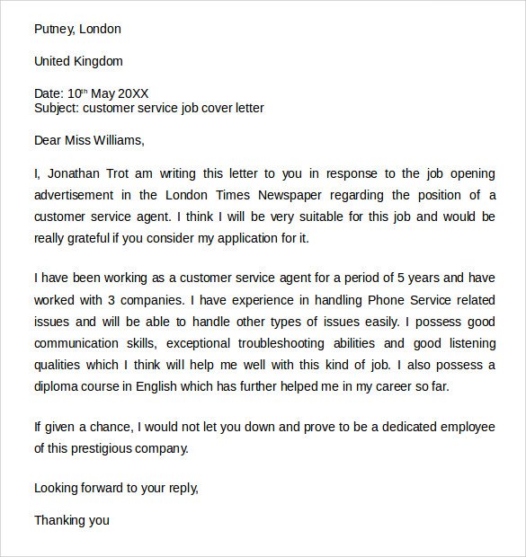 Cover Letter Format Free Download