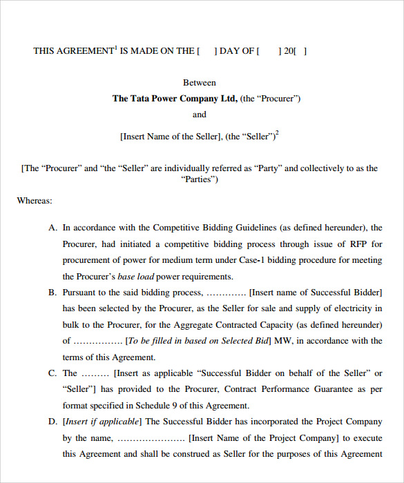 FREE 8 Sample Power Purchase Agreement Templates In PDF MS Word