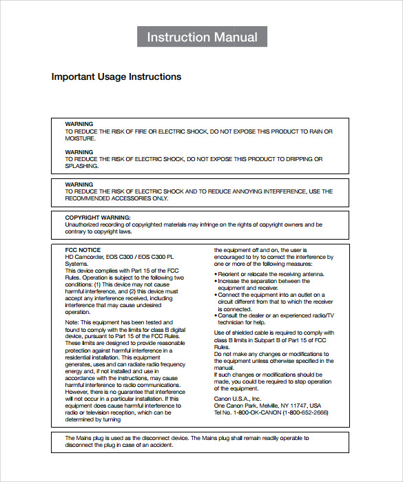 FREE 7 Sample Instruction Manual Templates In PDF