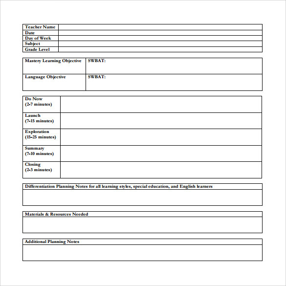 FREE 18 Teacher Lesson Plan Templates In PDF Word