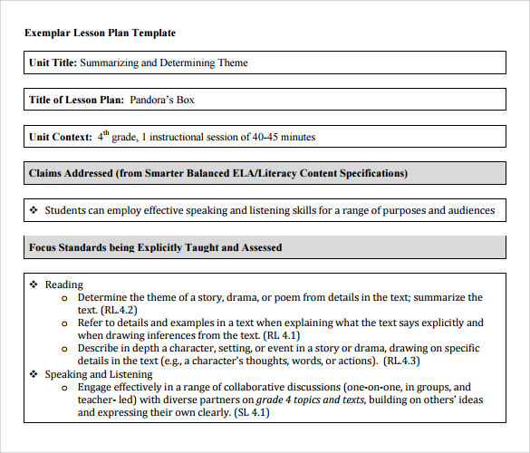 10 Unit Lesson Plan Samples Sample Templates
