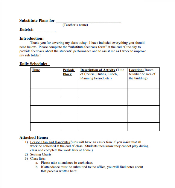 FREE 11 Sample Daily Lesson Plan Templates In PDF MS Word