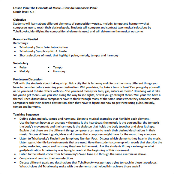 FREE 7 Sample Music Lesson Plan Templates In PDF PSD FREE 7 Sample Music Lesson Plan Templates In PDF PSD