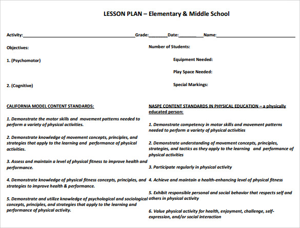 FREE 14 Sample Physical Education Lesson Plan Templates In PDF MS Word