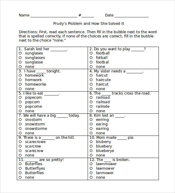FREE 14 Sample Spelling Test Templates In PDF MS Word
