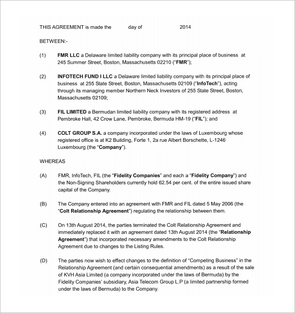 Relationship Agreement Template Word