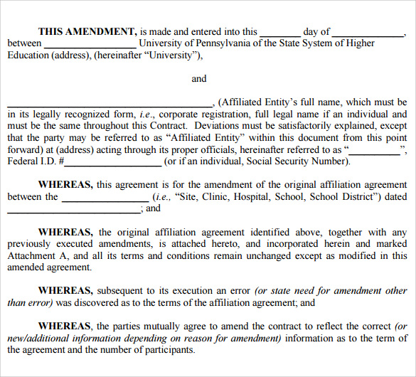 FREE 12 Contract Amendment Templates In MS Word Google Docs PDF 