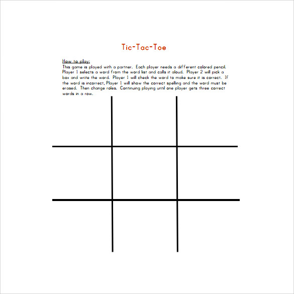 FREE 19 Tic Tac Toe Samples In PDF MS Word