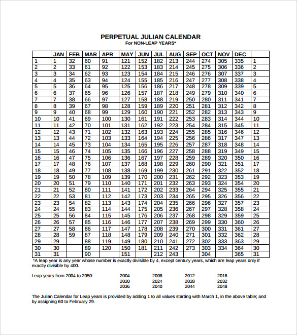 FREE 10 Sample Julian Calendar Templates In PDF