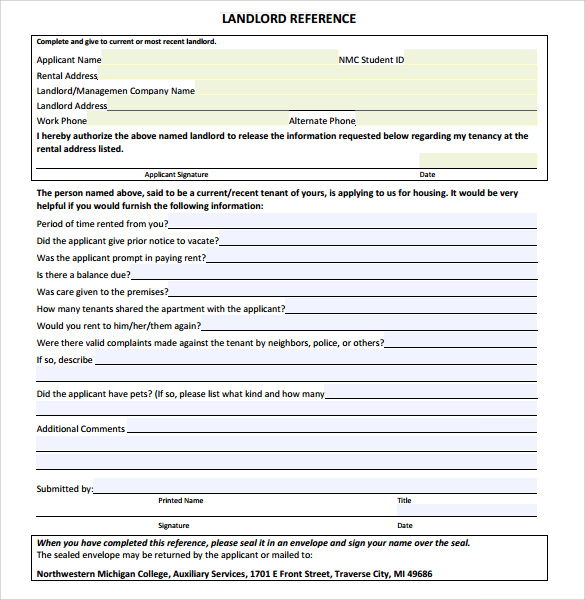 FREE 9 Sample Landlord Reference Templates In PDF MS Word