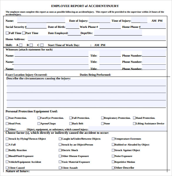 Free Employee Vehicle Accident Report Form Printable Printable Forms Free Online