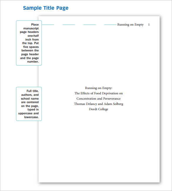 FREE 9 Sample APA Cover Page Templates In PDF