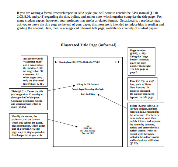 Apa Cover Page Word Template Collection