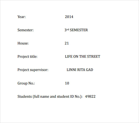 FREE 9 Sample Project Cover Page Templates In PDF MS Word