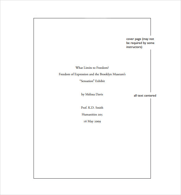 FREE 6 Sample Mla Cover Page Templates In PDF MS Word