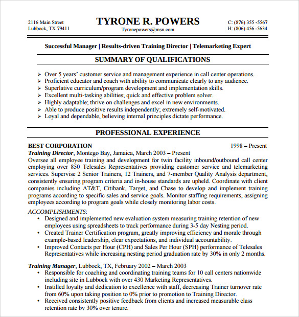 FREE 9 Sample Customer Service Representative Resume Templates In PDF