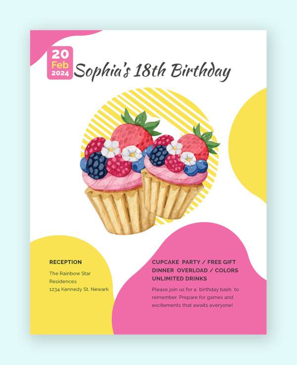 Happy Birthday Flyer Template Word PDF Template
