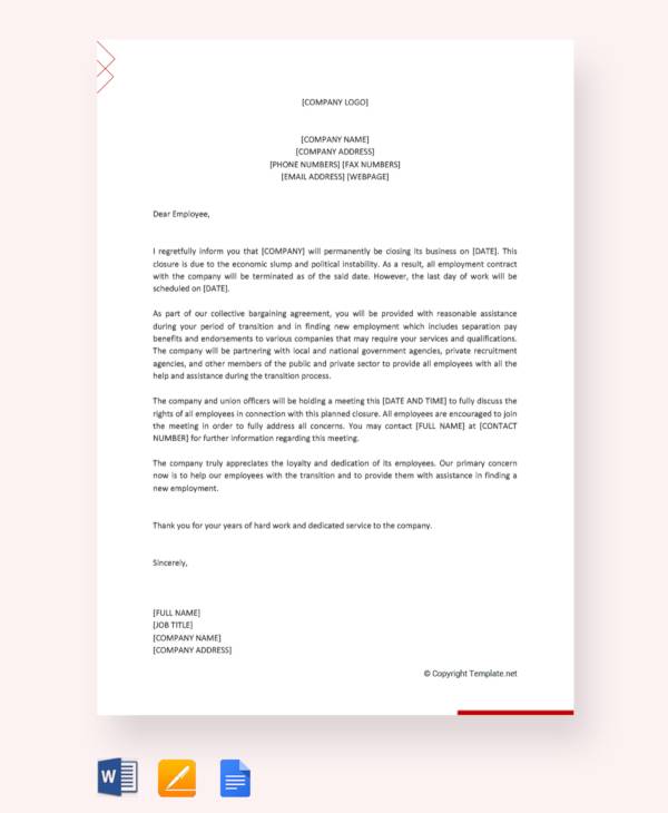 FREE 11 Sample Closing Business Letter Templates In PDF MS Word Google Docs Pages
