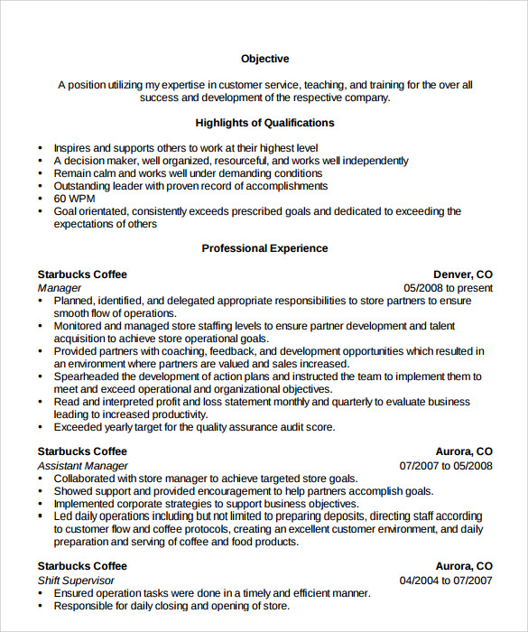 FREE 11 Sample Store Manager Resume Templates In PDF