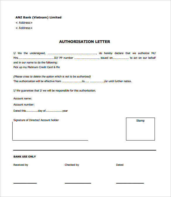 Authorisation Letter For Bank Database Letter Template Collection