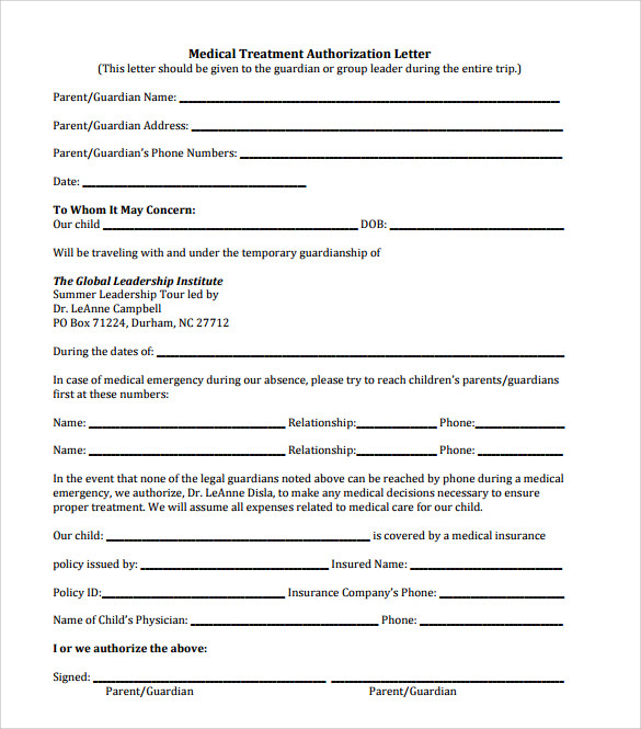 FREE 8 Sample Medical Treatment Authorization Letter Templates In PDF FREE 8 Sample Medical Treatment Authorization Letter Templates In PDF