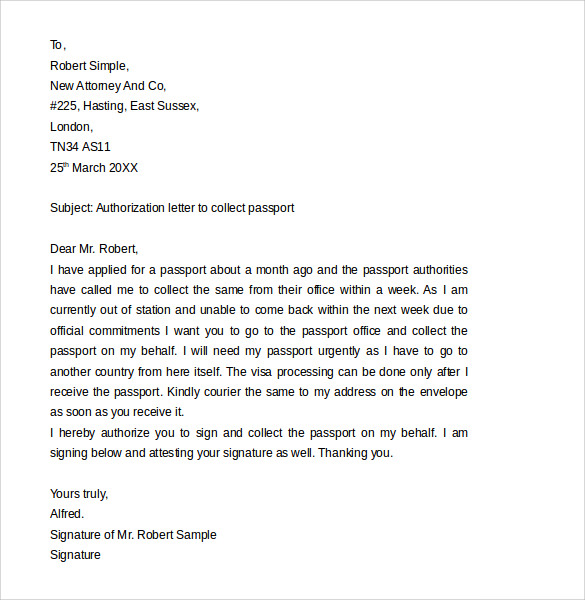 12 Passport Authorization Letter Templates Samples Examples