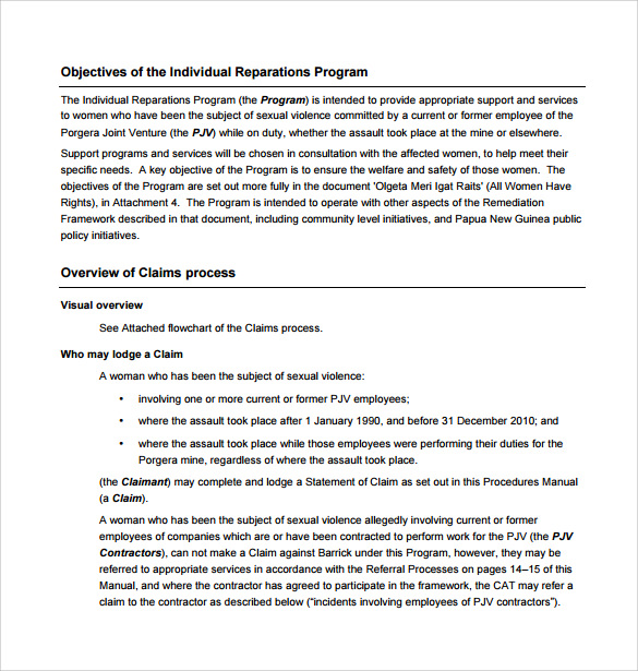 FREE Procedure Manual Samples In PDF