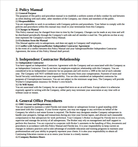 FREE 9 Sample Policy Manual In PDF
