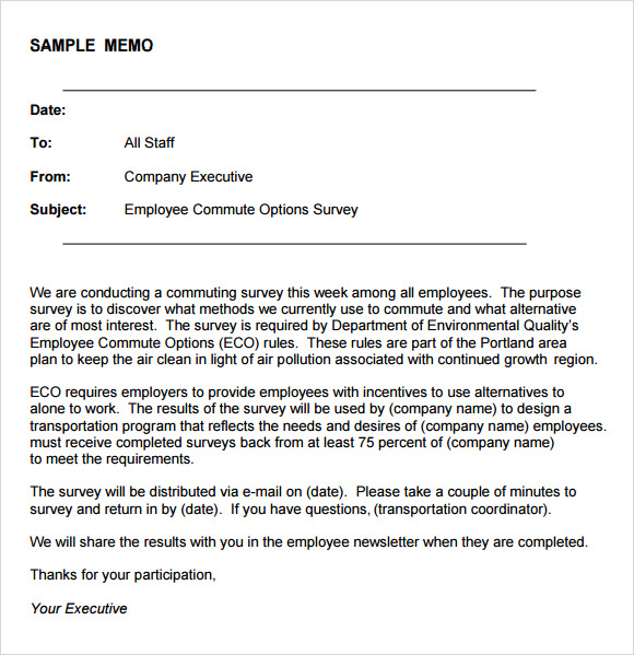 7 Blank Memo Samples Sample Templates