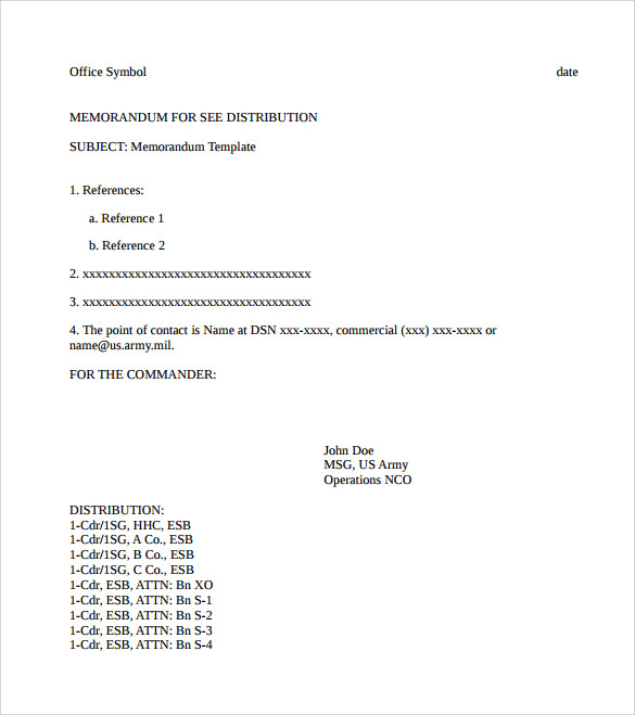 FREE 5 Sample Army Memos In PDF MS Word Google Docs