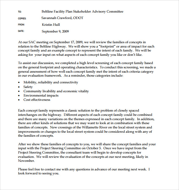 Meeting Memo Sample Letter Master Of Template Document