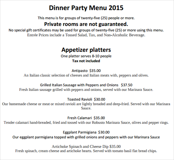 FREE 14 Sample Party Menu Templates In PSD PDF EPS
