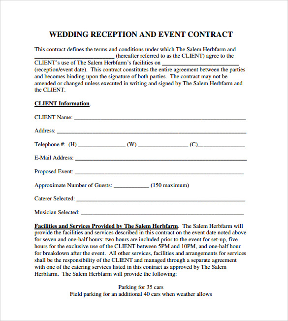 19 Event Contract Templates To Download For Free Sample Templates