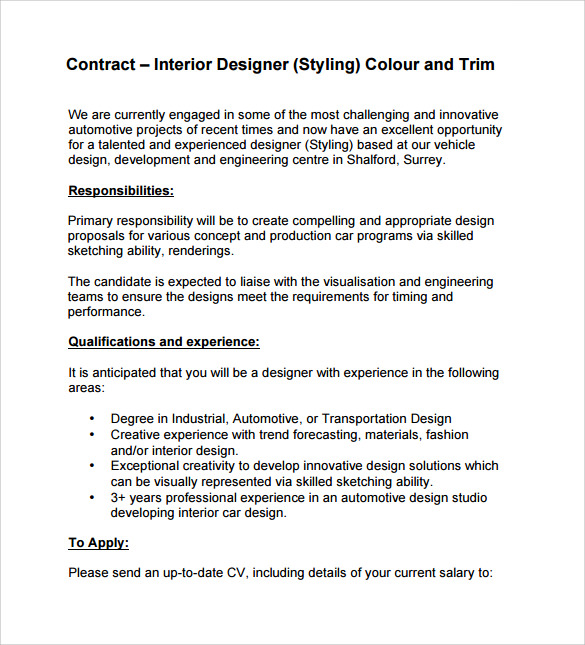 FREE 12 Interior Design Contract Samples In PDF MS Word Google 