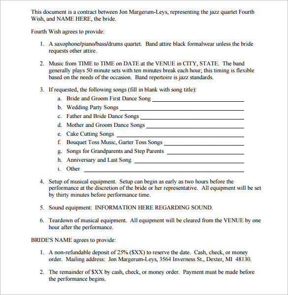 FREE 21 Band Contract Templates In MS Word Google Docs Apple Pages