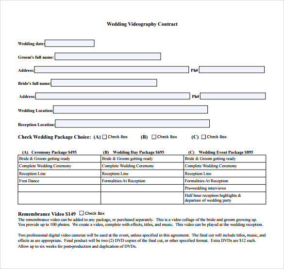 20 Wedding Contract Templates To Download For Free Sample Templates