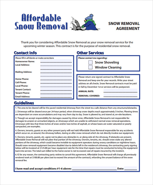 Snow Removal Contract Template Free