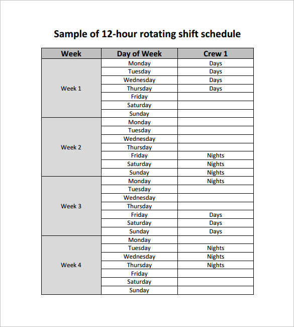 FREE 13 Sample Shift Schedules In PDF Excel