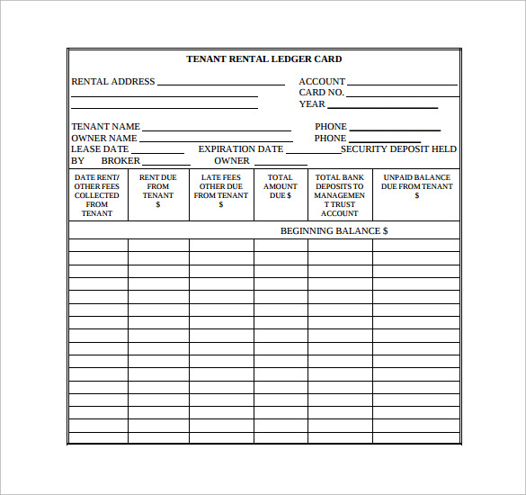 FREE 10 Rental Ledger Templates In PDF