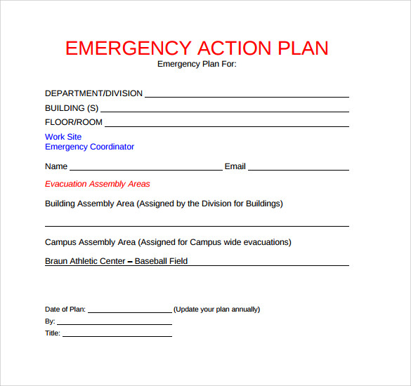 Printable Emergency Action Plan Template