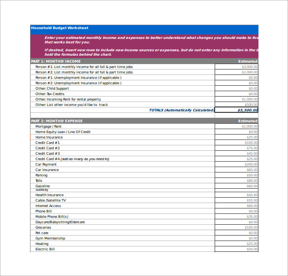 FREE 9 Sample Monthly Budget Calculator Templates In PDF Excel