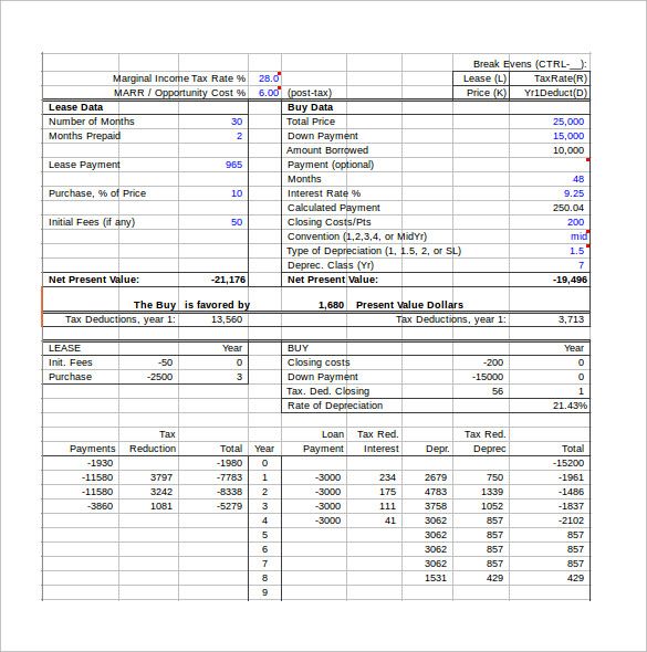 FREE 9 Sample Lease Payment Calculator Templates In Excel
