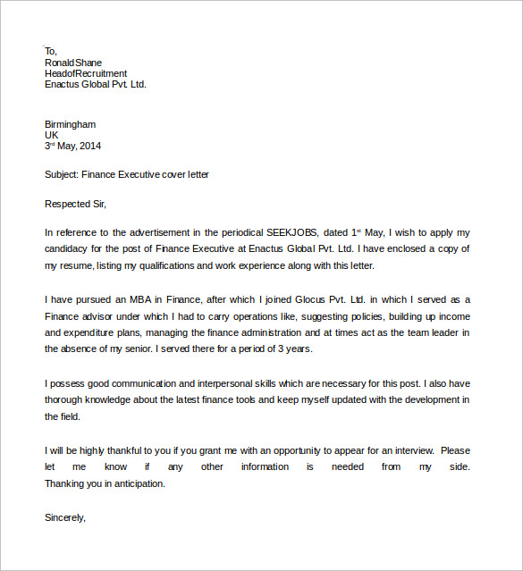 FREE 27 Sample Cover Letter Examples In MS Word PDF