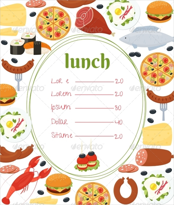 FREE 13 Sample Lunch Menu Templates In PDF PSD